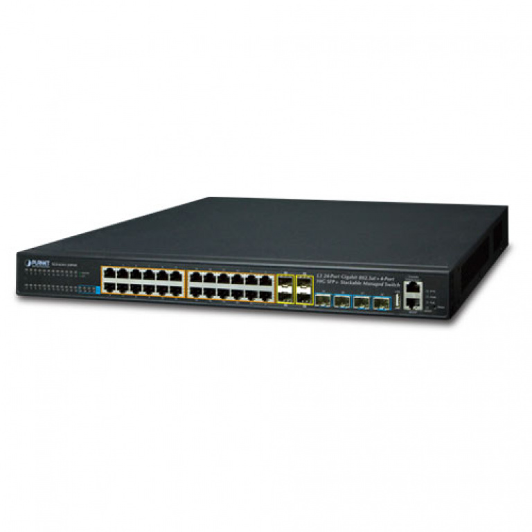 Planet Layer 3 24-Port 10/100/1000T 802.3at PoE + 4-Port 10G SFP+ ...