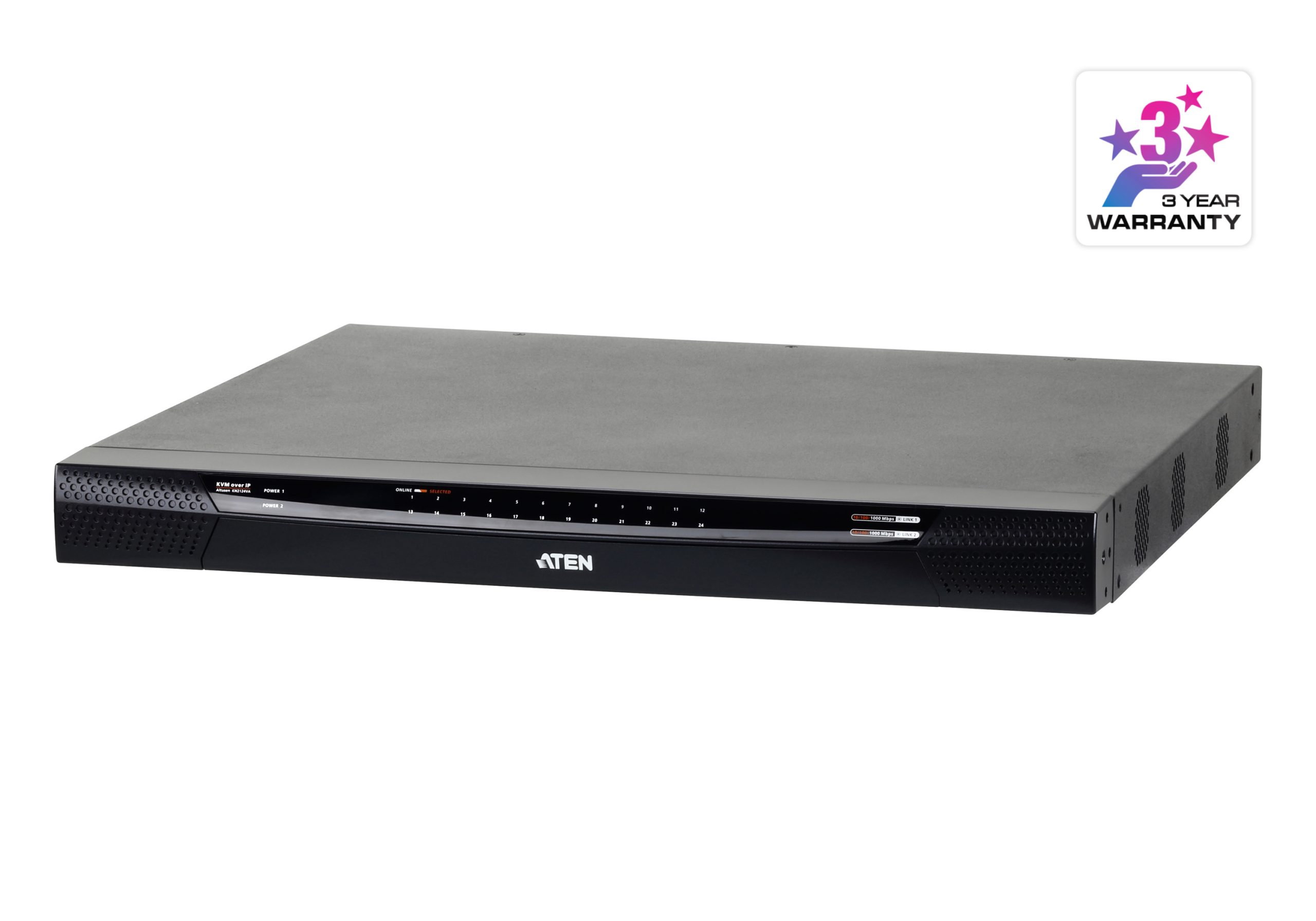 Aten 1-Local/2-Remote Access 24-Port Multi-Interface Cat 5 KVM over IP ...